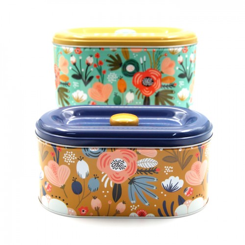 Tin Container Storage Gifting Cookies Baking 2pc Set