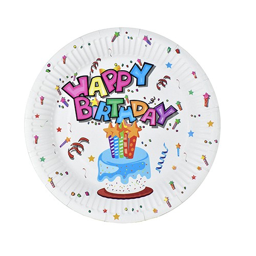 Party Paper Plates Happy Birthday 7 inch 10Pcs