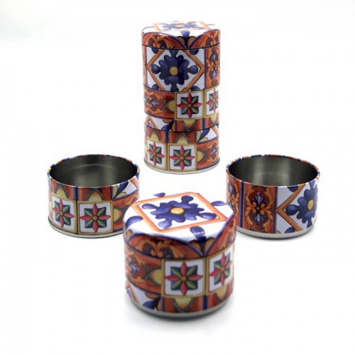 Tin Container Storage Gift Mini Cookies Baking 3 Layer 15.3Cm